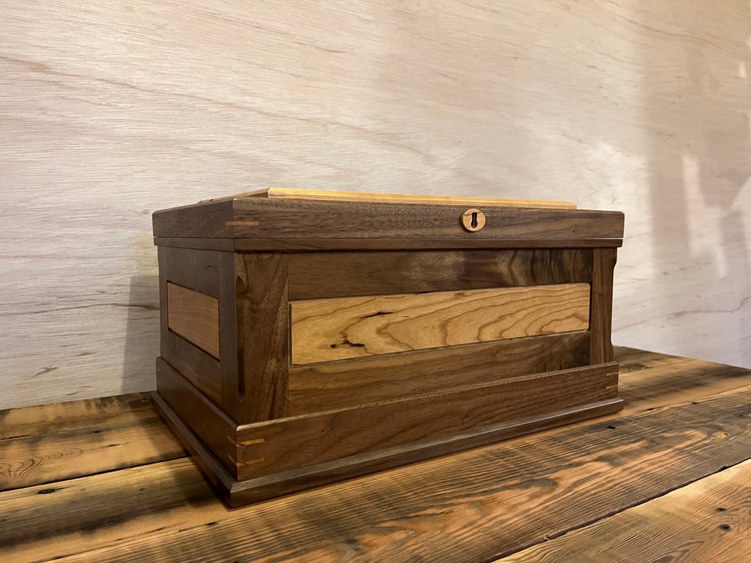 Walnut and Cherry Keepsake Box W/ Hinges and Lid Lock - Etsy