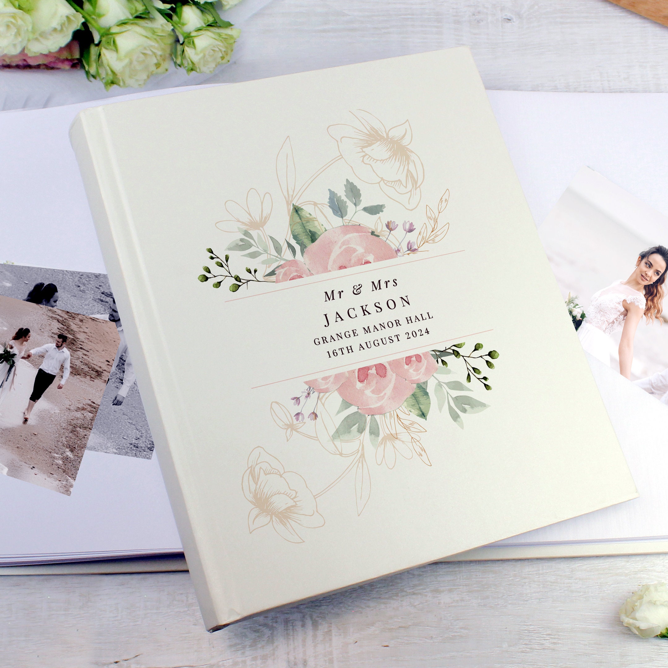 Traditional Floral Wedding Day Photo Album Personalised Gift for Your ...