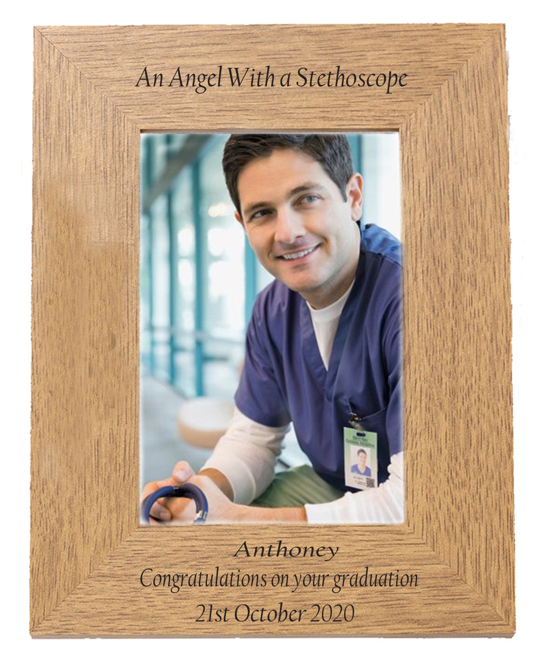 Nurse Graduation Personalised Gift Beautiful Engraved Portrait Oak ...