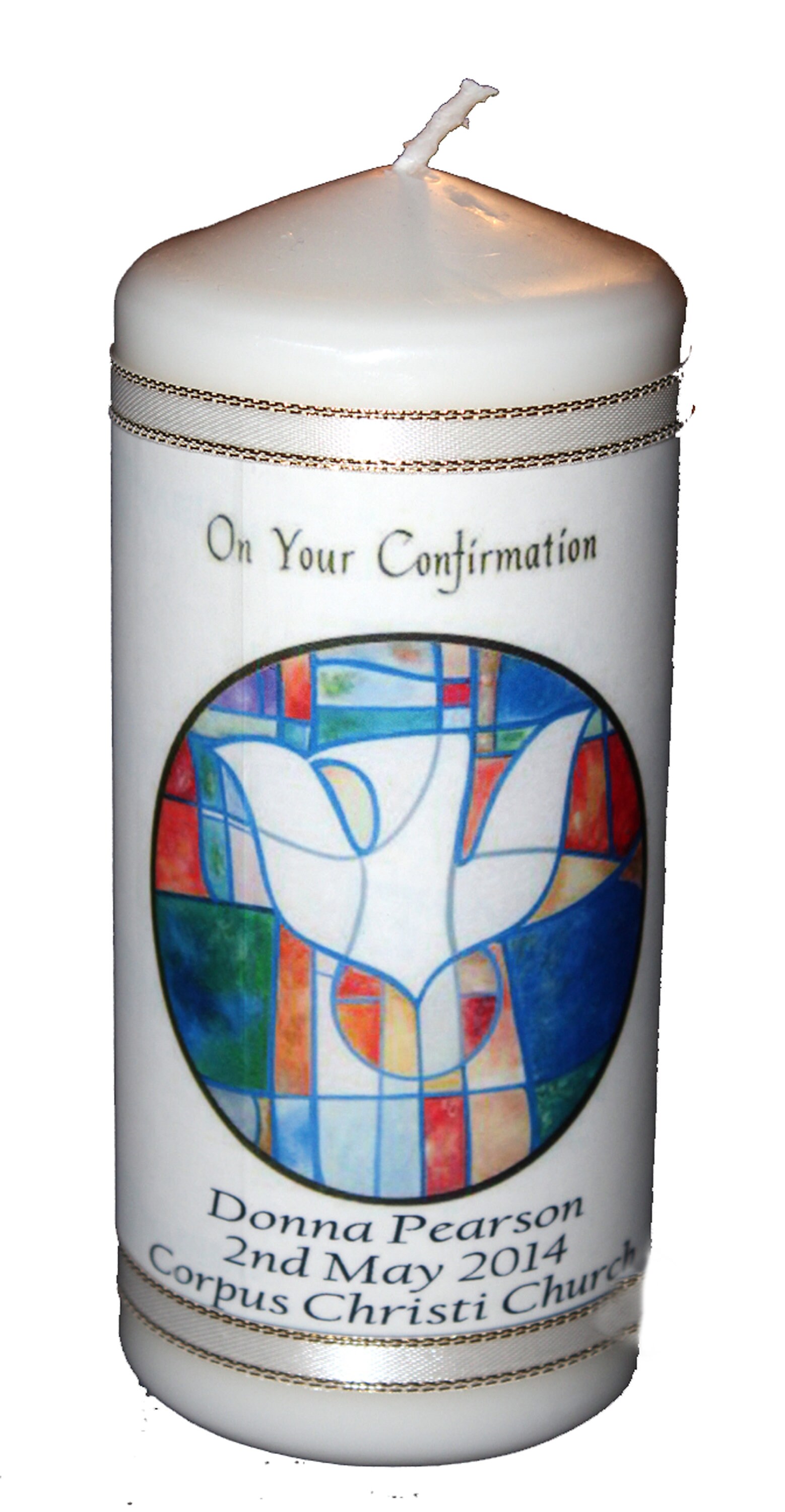 Confirmation Candle Personalised Gift Church Window Design Large 6 ...