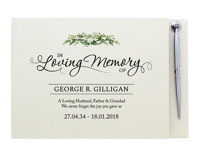 Personalised in Loving Memory Guest Book and Pen Condolence - Etsy