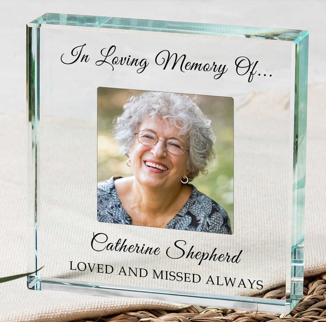 In Loving Memory Photo Keepsake Personalised Memorial Glass Paperweight ...