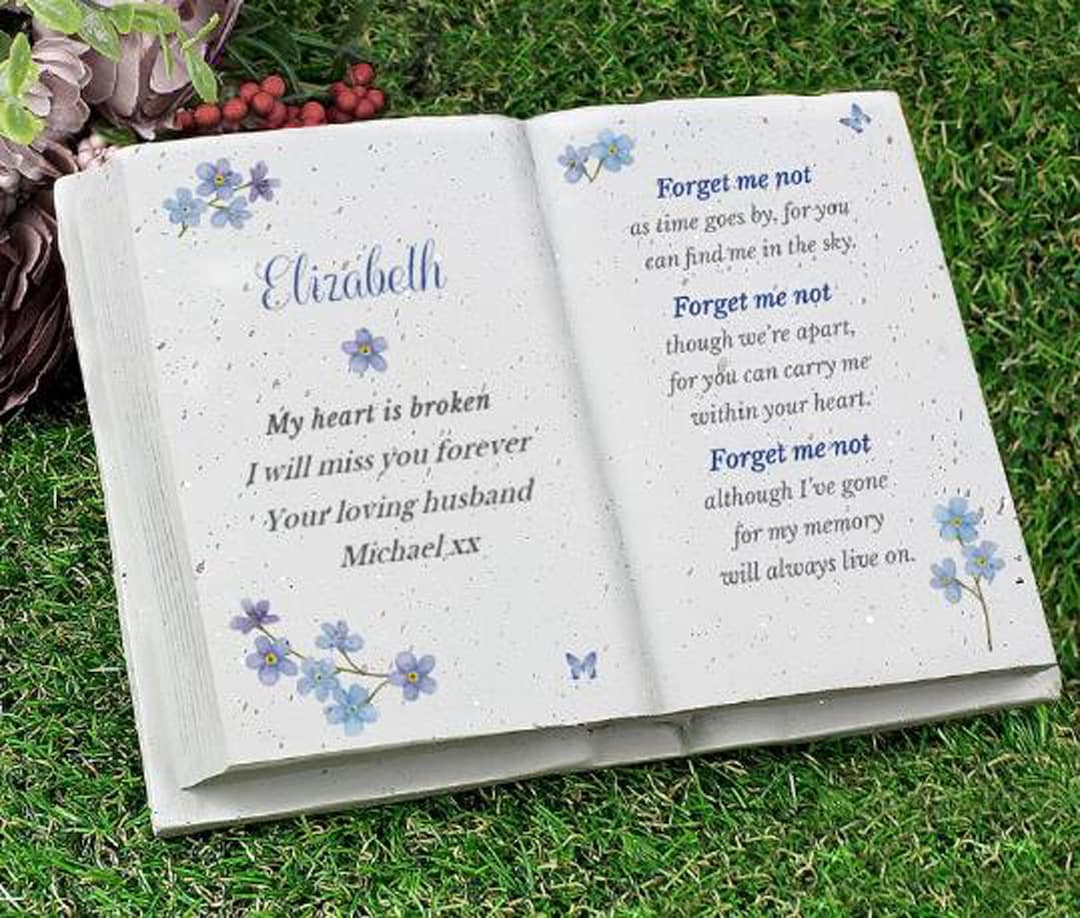 Personalised Memorial Grave Book or Grave Ornament With "forget Me Not ...