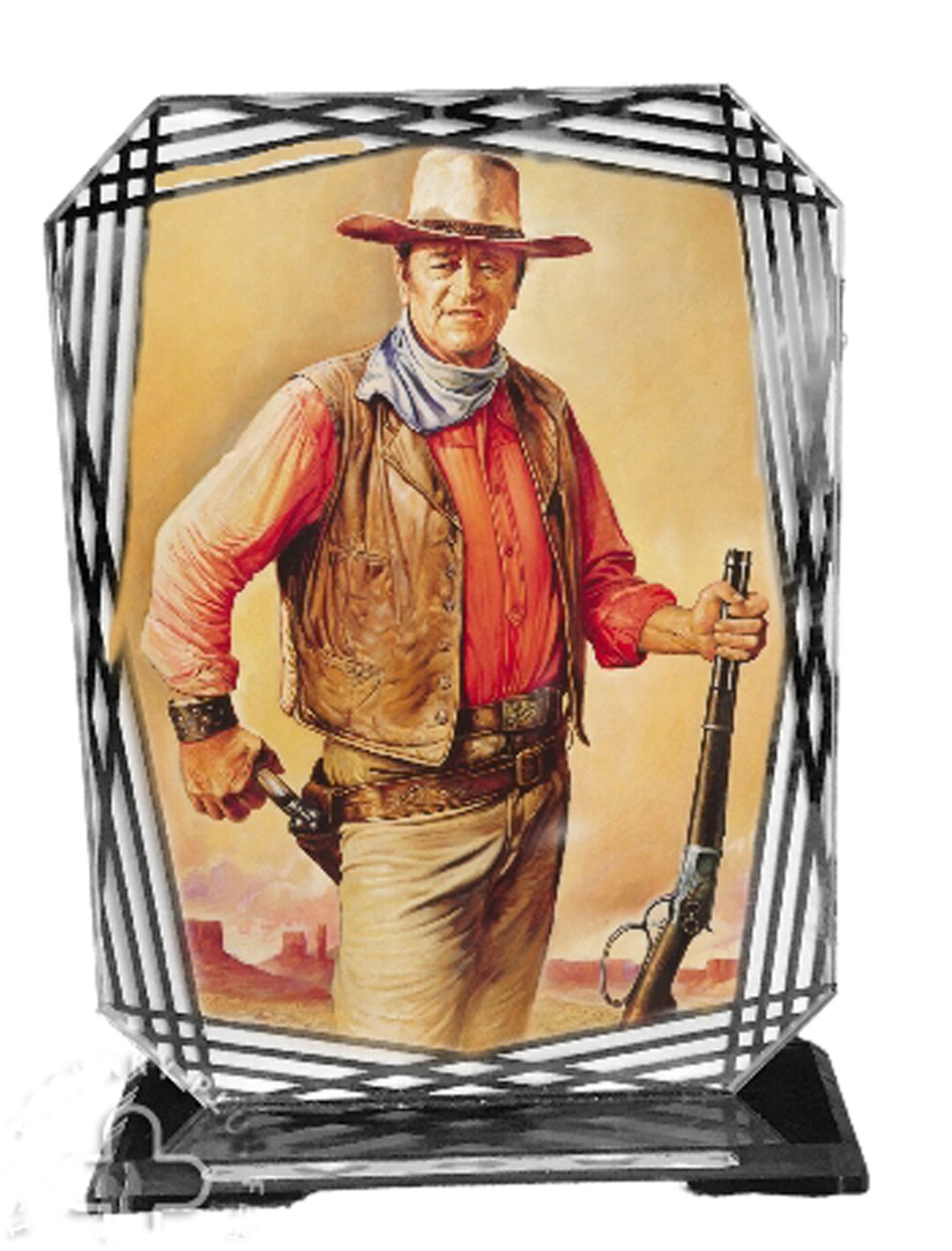 John Wayne, the Shootist, True Grit, Jade Glass Plaque by Cellini ...