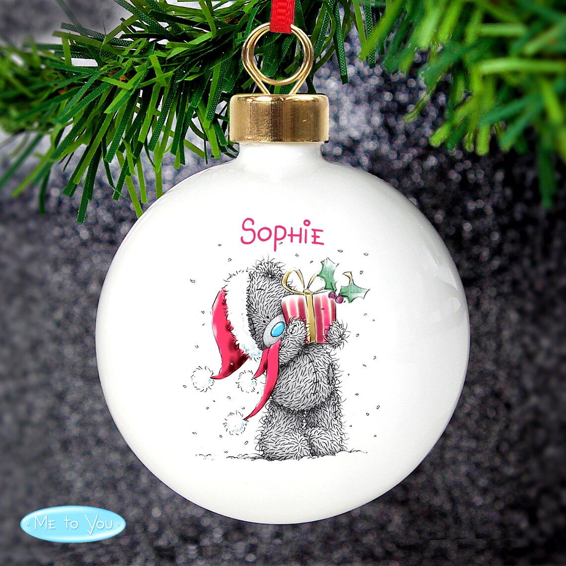 Christmas Tree Bauble Me to You Teddy Personalised Gift Name & Message ...