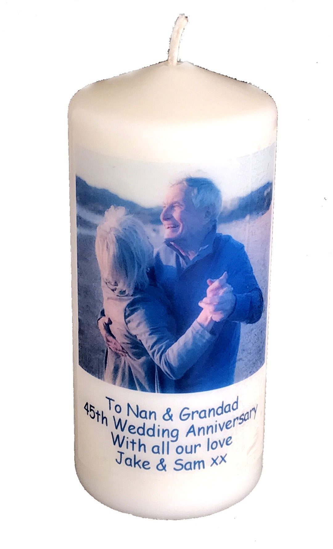 45th Sapphire Wedding Anniversary Photo Candle Personalised Gift - Etsy