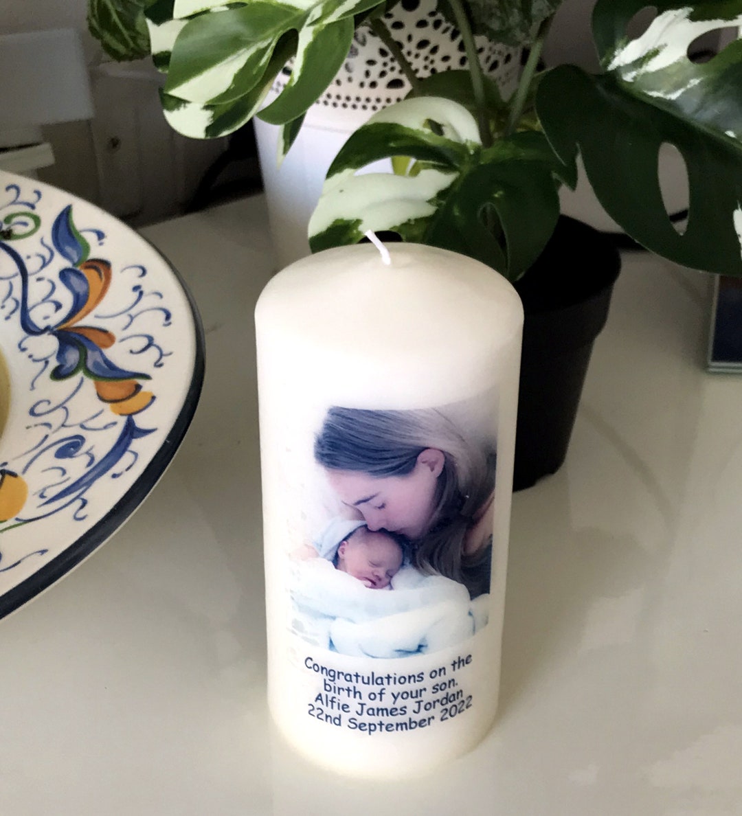 Congratulations New Baby Girl or Boy Candle Personalised Gift With Own ...