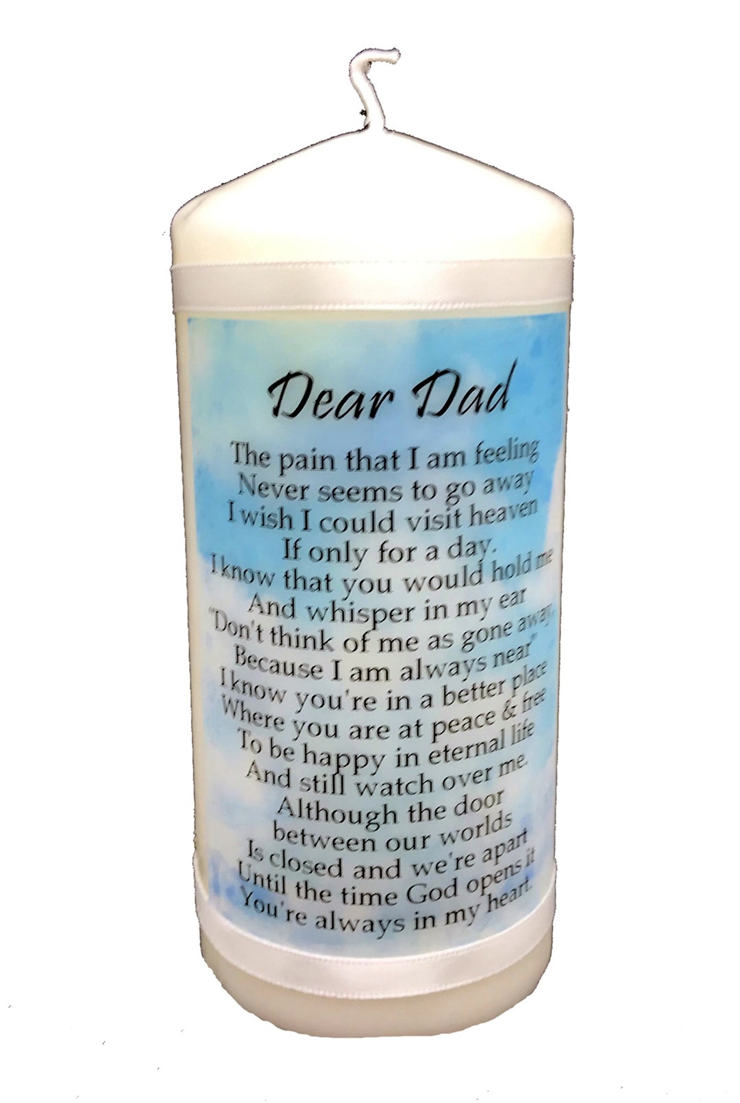 Dear Dad Memorial Candle Funeral With Poem Verse Remembrance Handmade ...