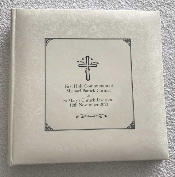 1st Holy Communion Photo Album Personalised Gift Cross Design | Etsy