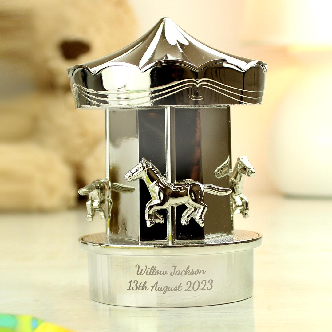 Silver Plated Carousel Money Box Personalised Gift Keepsake - Etsy