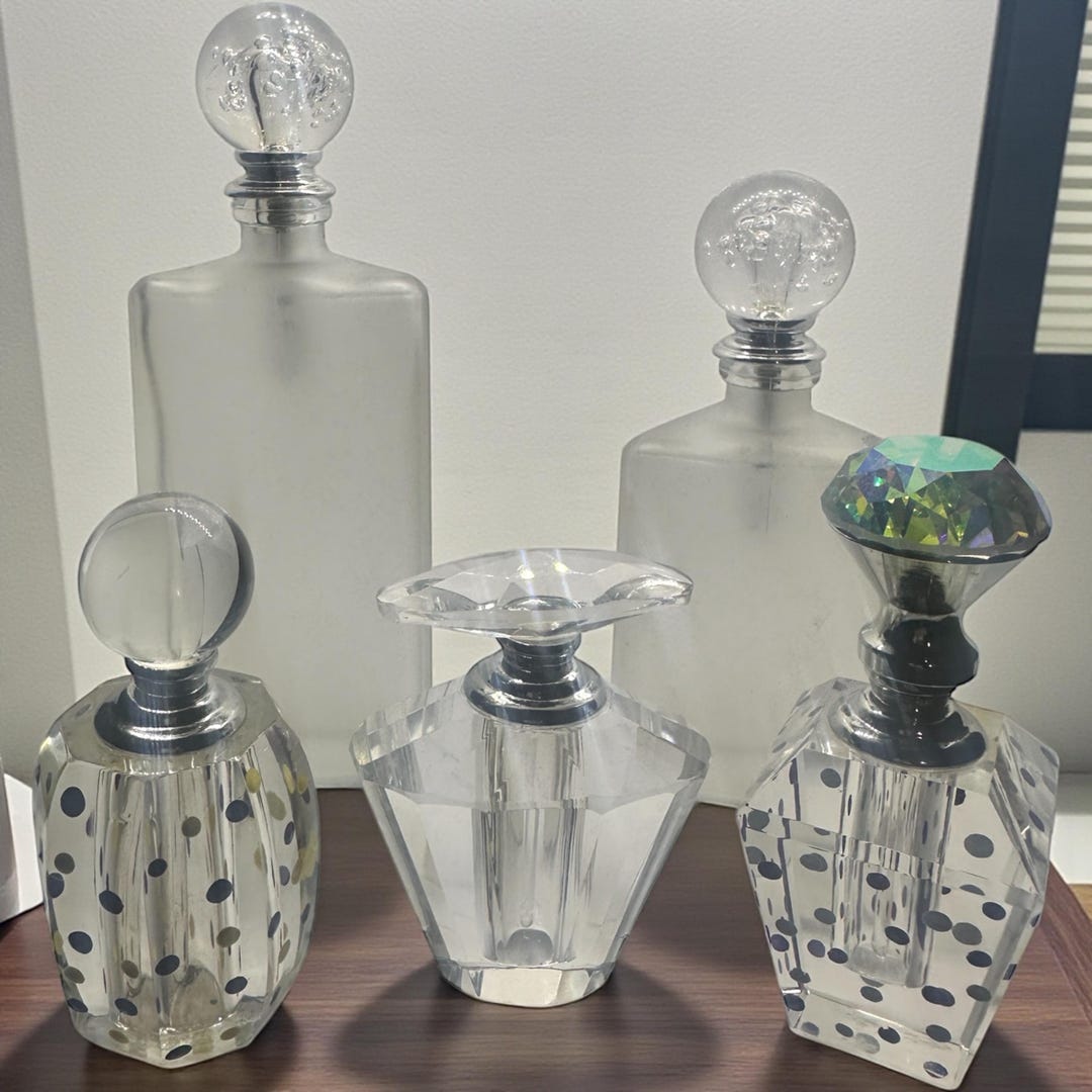 Vintage-mini Glass Perfume Bottles With Removable Stoppers – Set of 5 ...