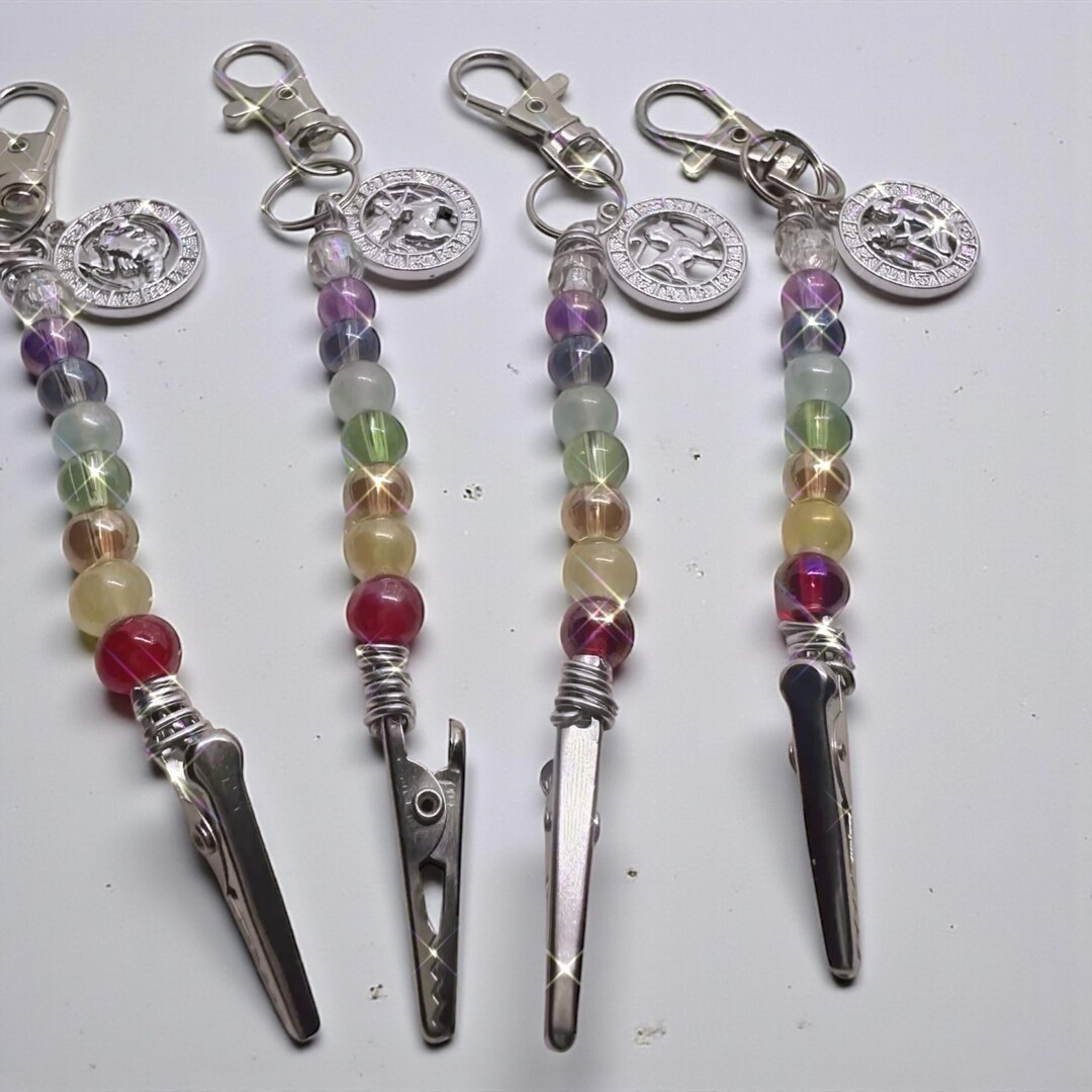 Zodiac ATM Card Clip Keychain – Chakra Beaded Horoscope Purse Clip ...