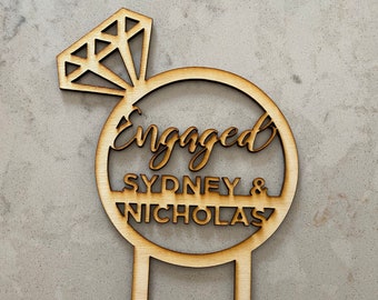 Engagement Cake Topper Engaged Party Decorations Gold - Etsy