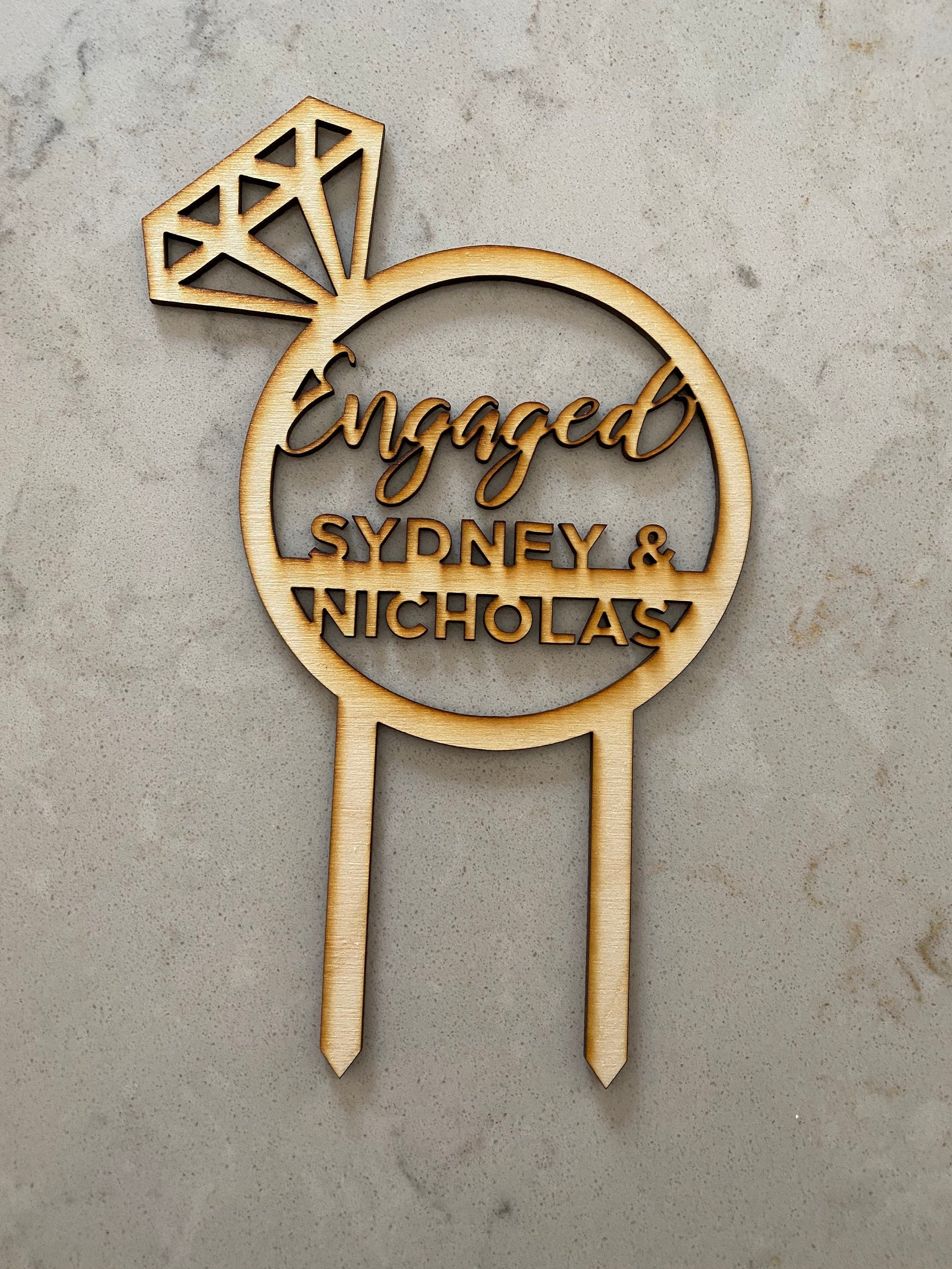 Personalized Engagement Cake Topper, Engagement Gift, Engaged Couple ...