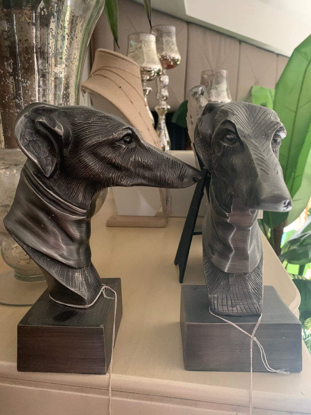 Pair of Silver Toned Cast Metal Greyhound/whippet Head Bookends - Etsy