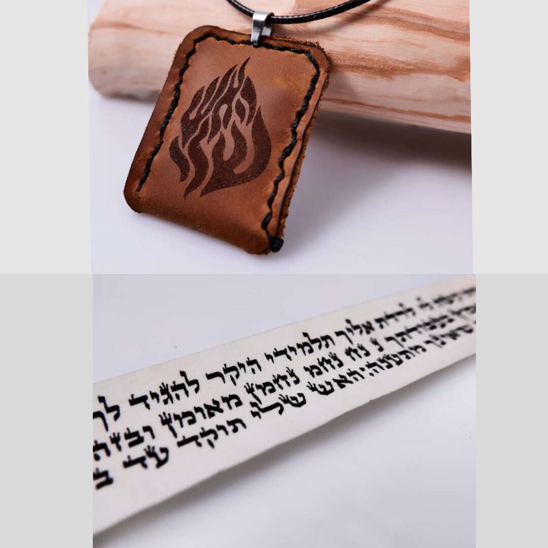 Hand Made on Klaf My Fire Rabbi Nachman Necklace Haesh Sheli Pendant Breslev Jewelry Original ...