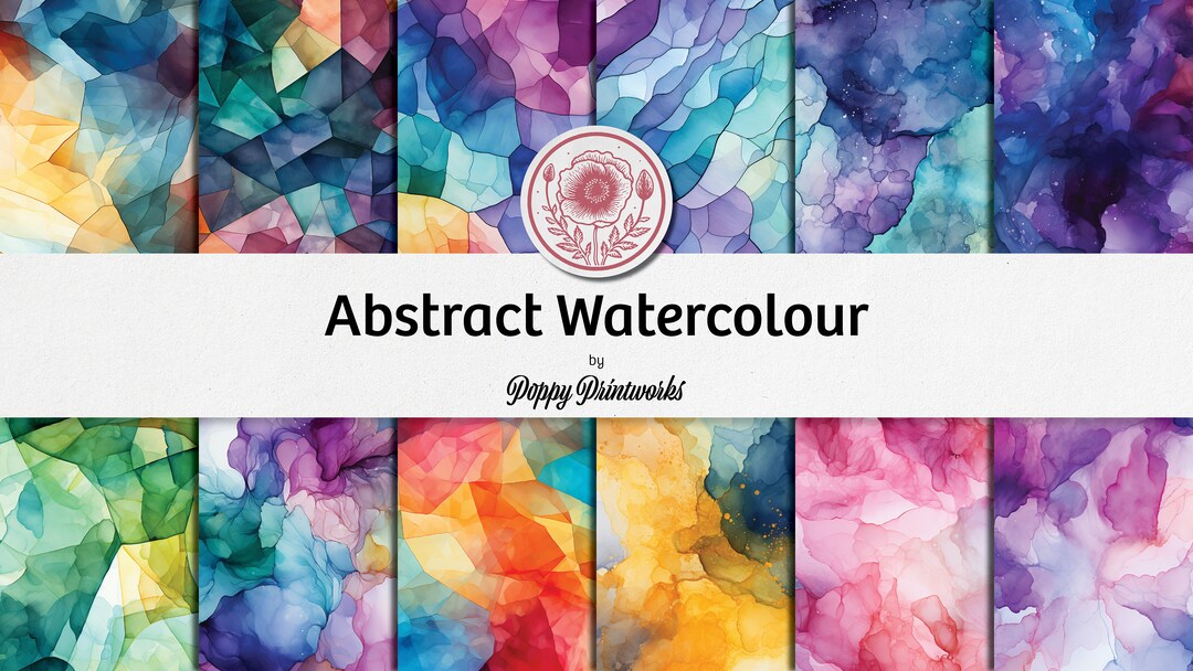 Abstract Watercolour Design Digital Paper Pack - Seamless Repeating ...