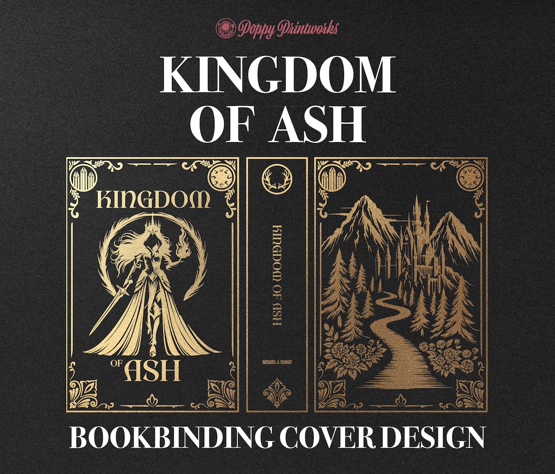 Kingdom of Ash Bookbinding Cover Design PNG File, Throne of Glass Book ...