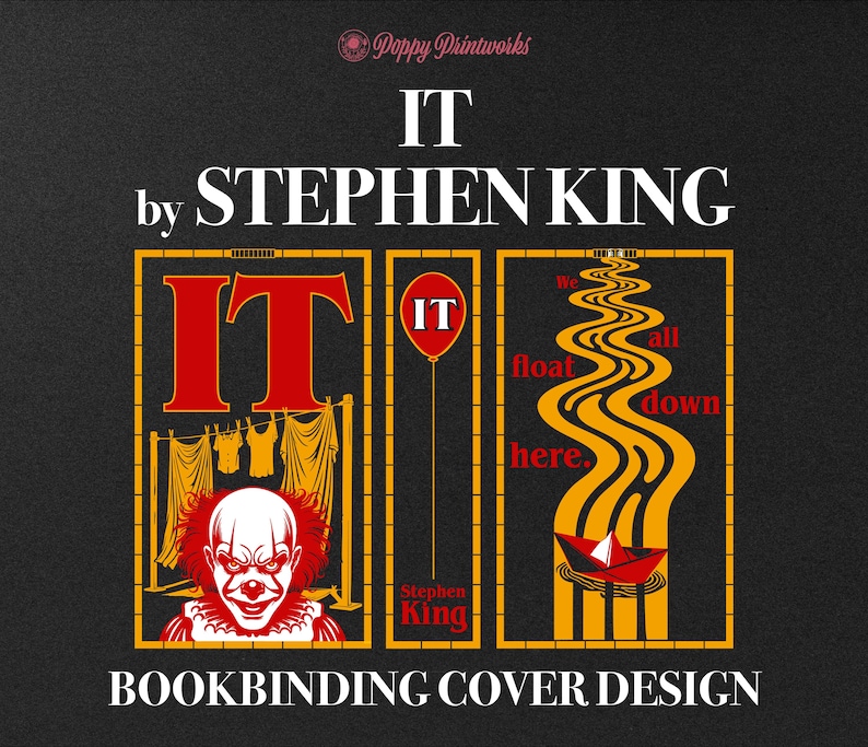 IT by Stephen King Bookbinding Cover Design PNG File, Vinyl Book Cover ...