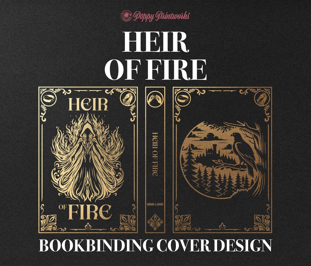 Heir of Fire Bookbinding Cover Design PNG File, Throne of Glass Book 4 ...