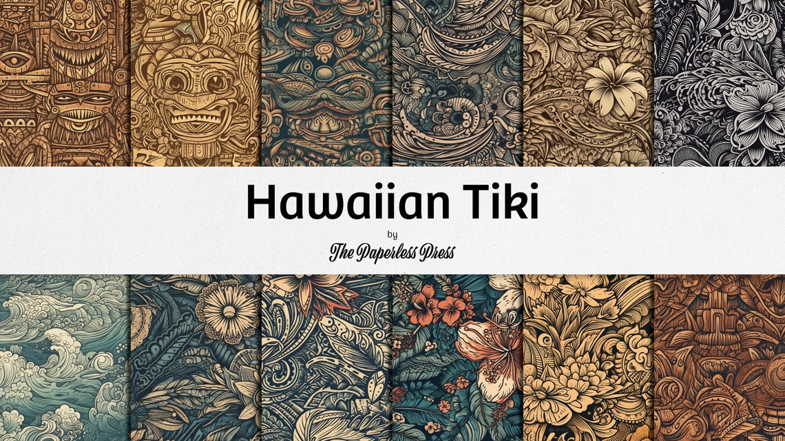 Hawaiian Tiki Design Digital Paper Pack Seamless Repeating - Etsy