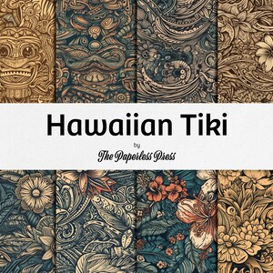 Hawaiian Tiki Design Digital Paper Pack Seamless Repeating - Etsy