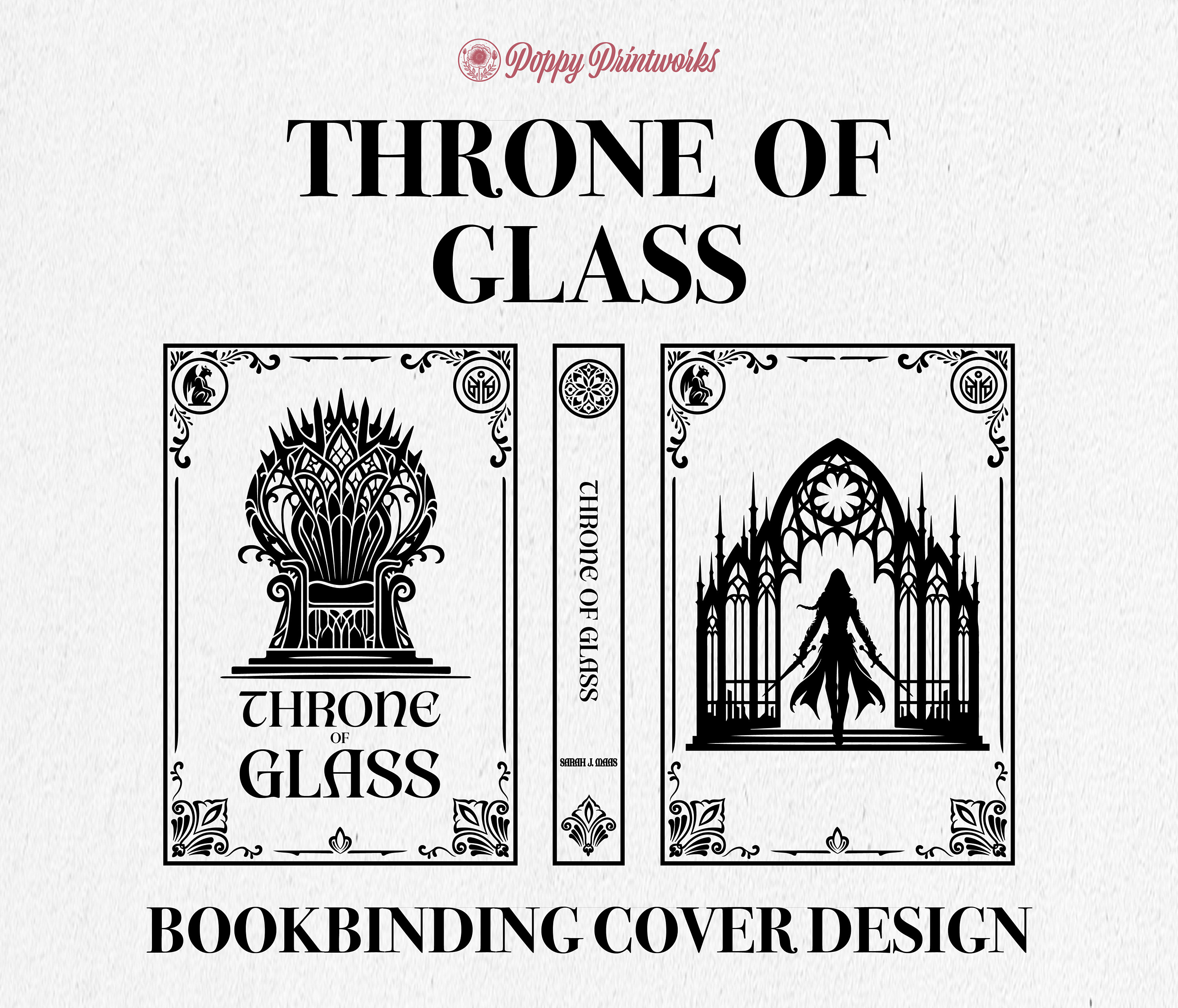 Throne of Glass Bookbinding Cover Design PNG File, Throne of Glass Book ...