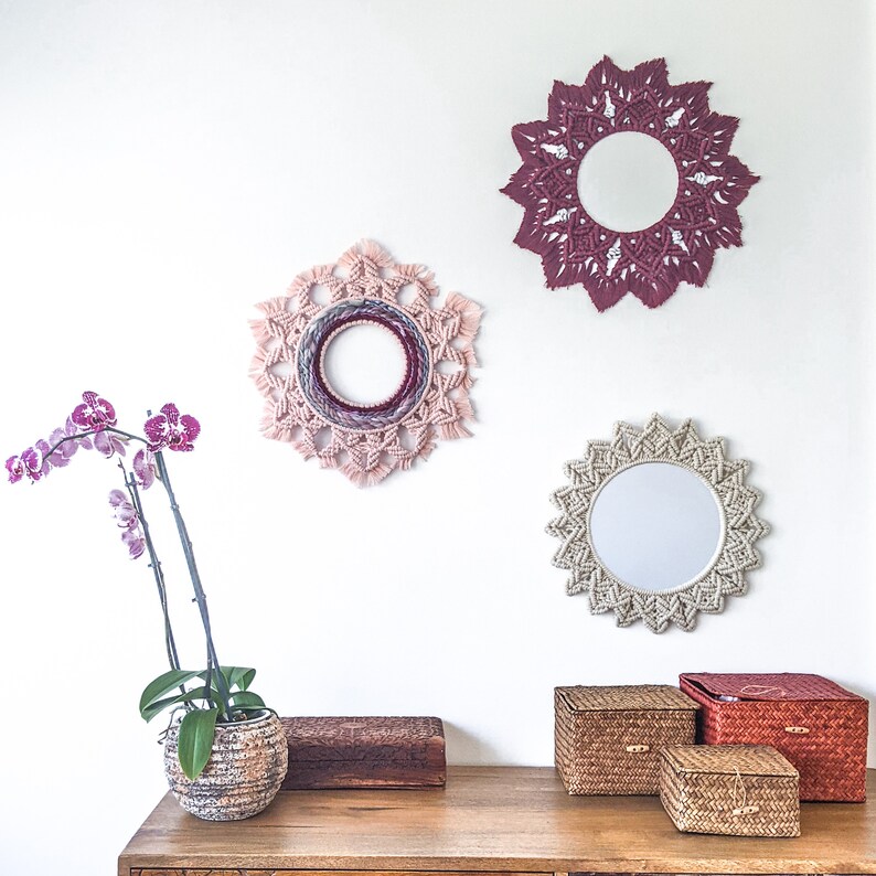 Fringe-less Macrame Mandala Mirror Boho Macrame Mandala - Etsy