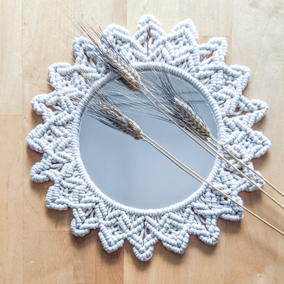 Fringe-less Macrame Mandala Mirror Boho Macrame Mandala | Etsy