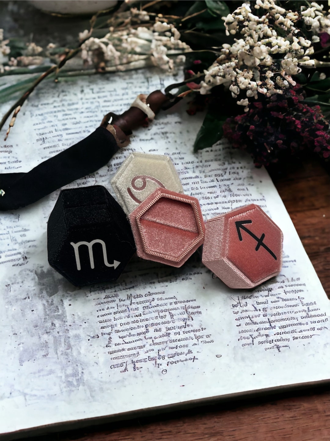 Zodiac Sign Ring Boxes Jewelry Box Wedding Ring Box Handmade Spiritual ...
