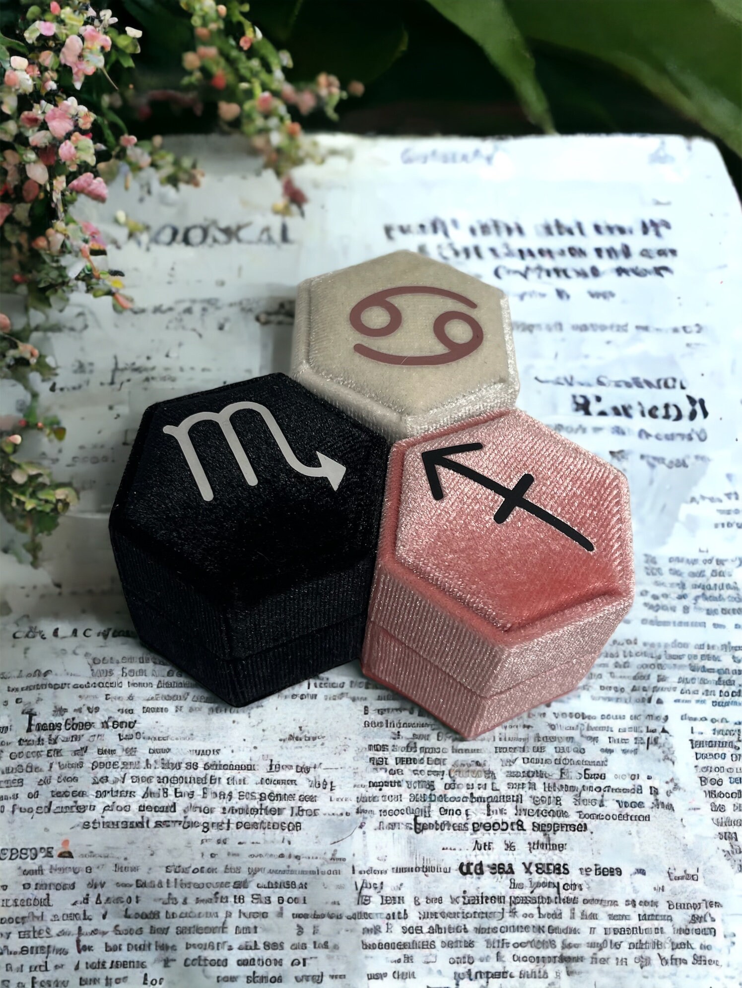 Zodiac Sign Ring Boxes Jewelry Box Wedding Ring Box Handmade Spiritual ...