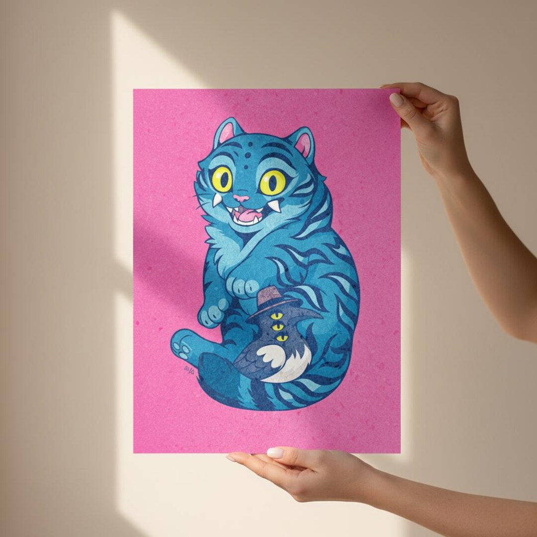 Bujaboom Art Printer Poster With Blue Tiger and Three-eyed Raven - Etsy