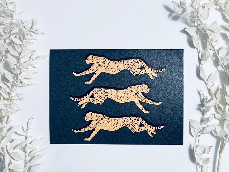 Cheetah Postcard Gift Card Art Print Digital Print Card Motif - Etsy