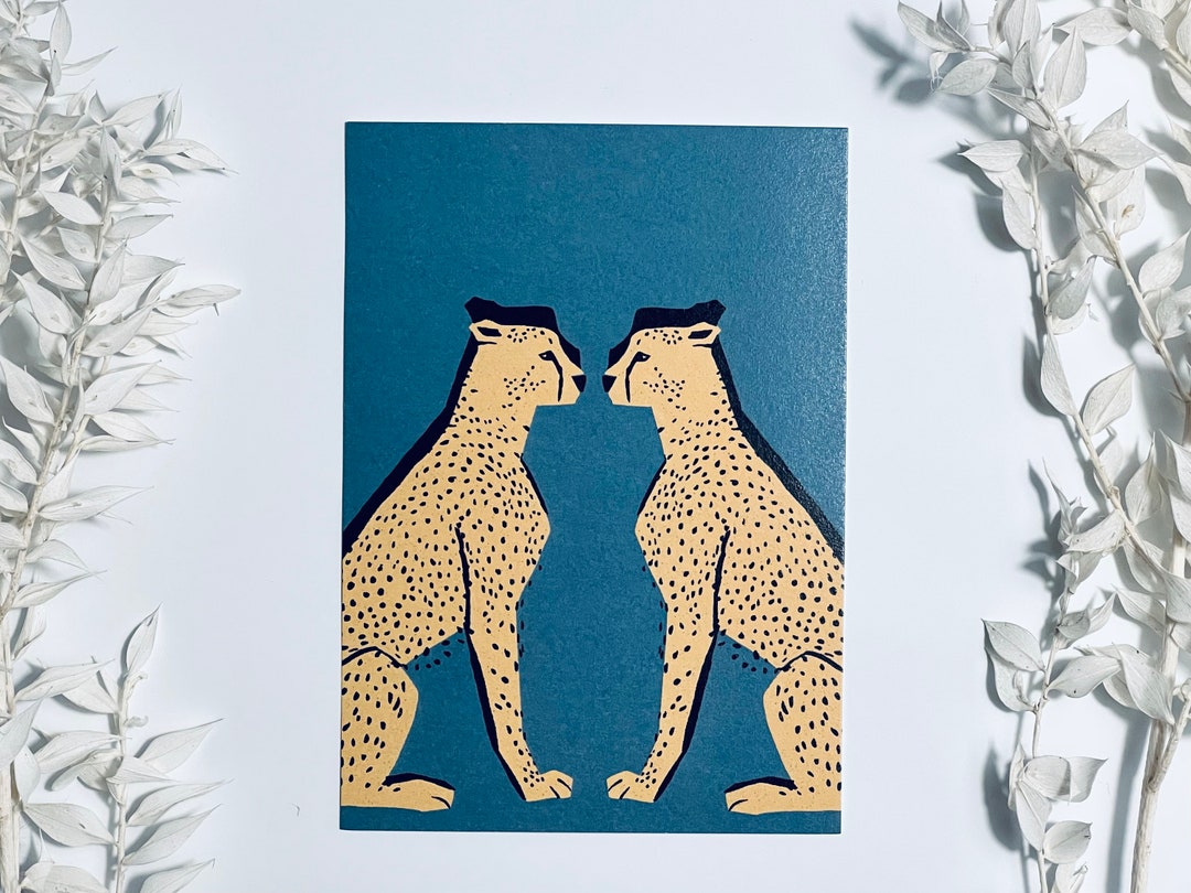 Cheetah Postcard Gift Card Art Print Digital Print Card Motif - Etsy