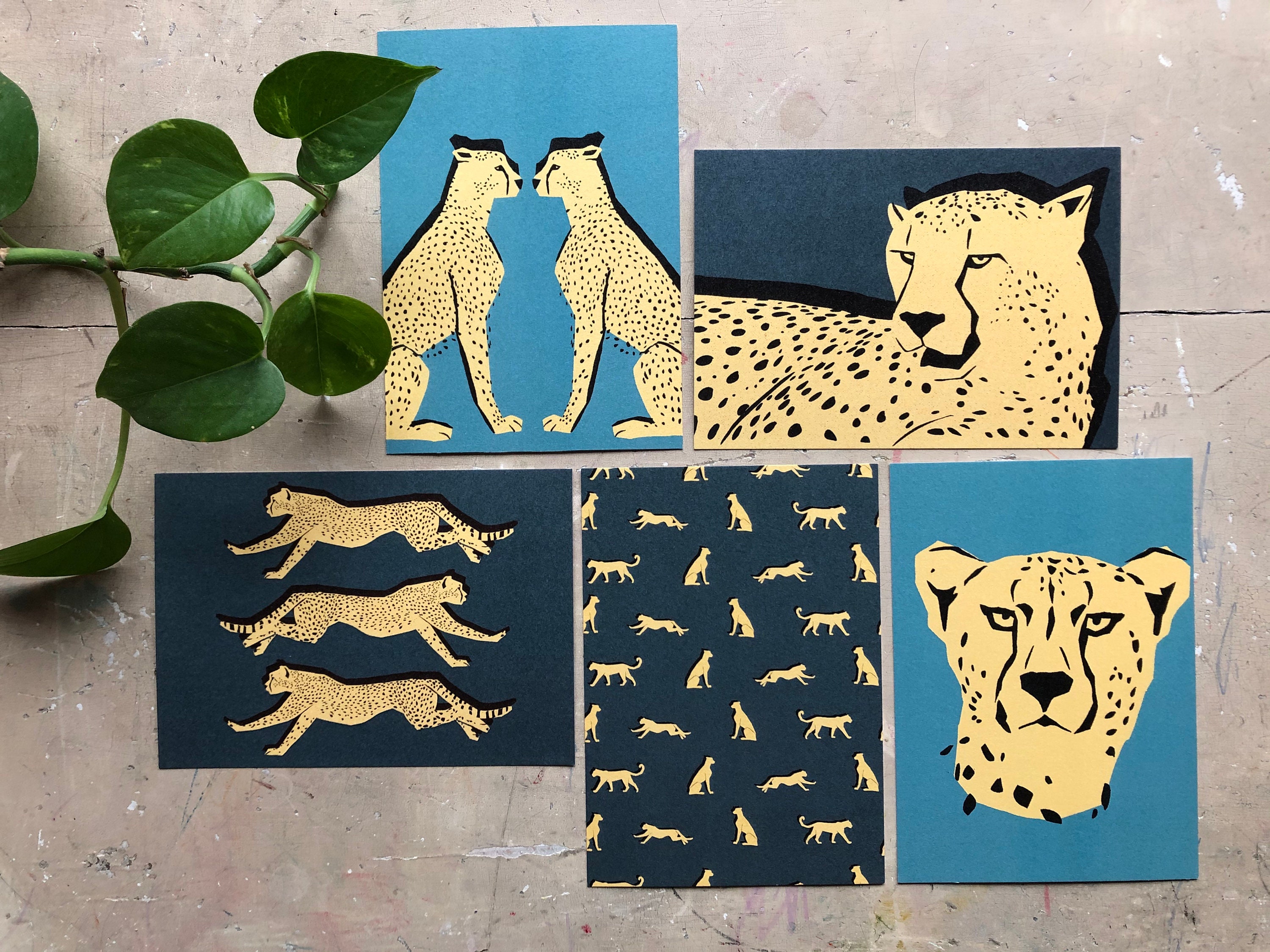 Cheetah Postcard Gift Card Art Print Digital Print Card Motif - Etsy UK