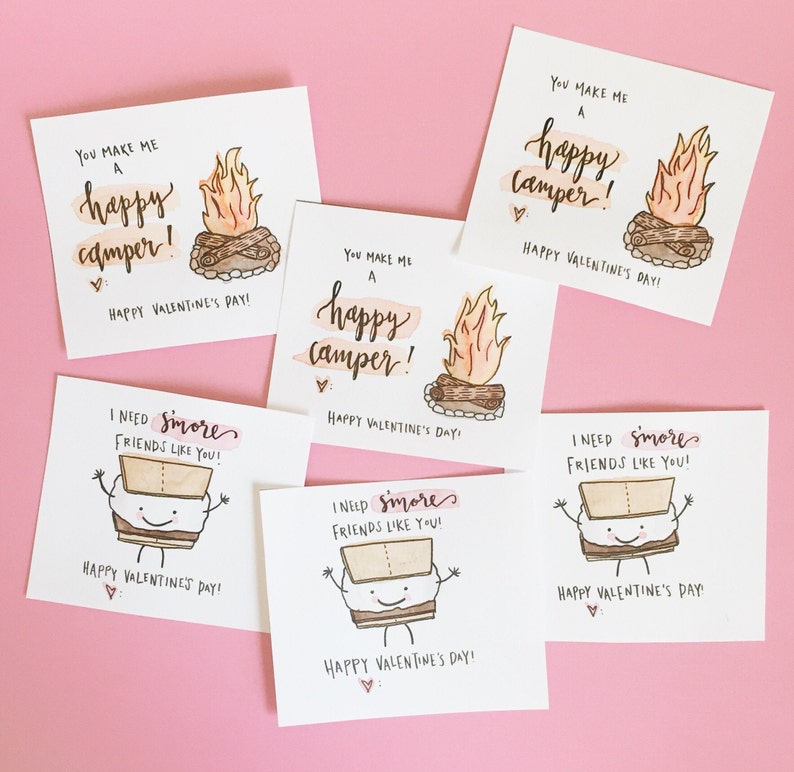 PRINTABLE Valentine's Cards- S'mores and Camping Themed Downloadable ...