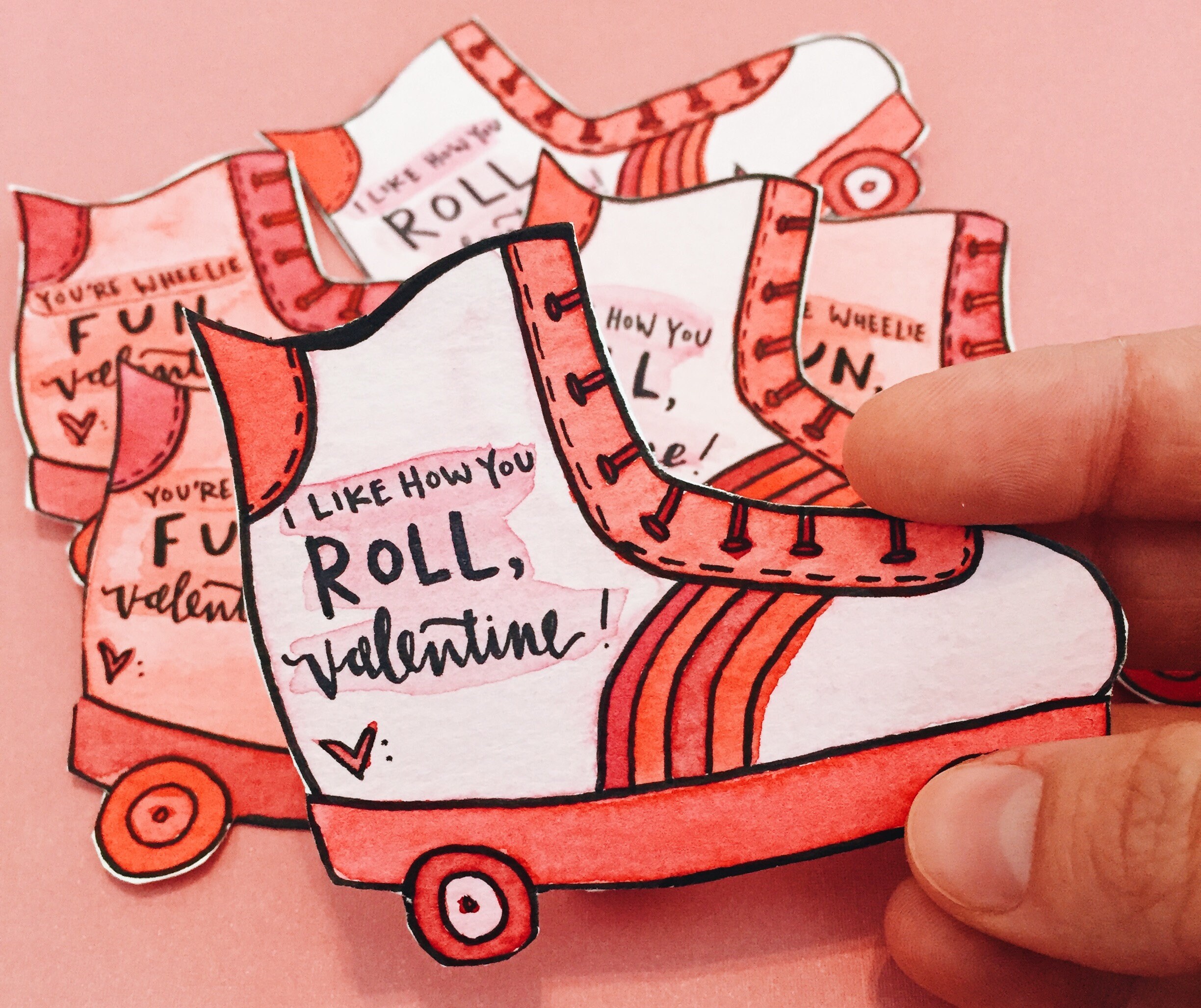 PRINTABLE Valentine's Cards Roller Skating Themed Downloadable File for ...