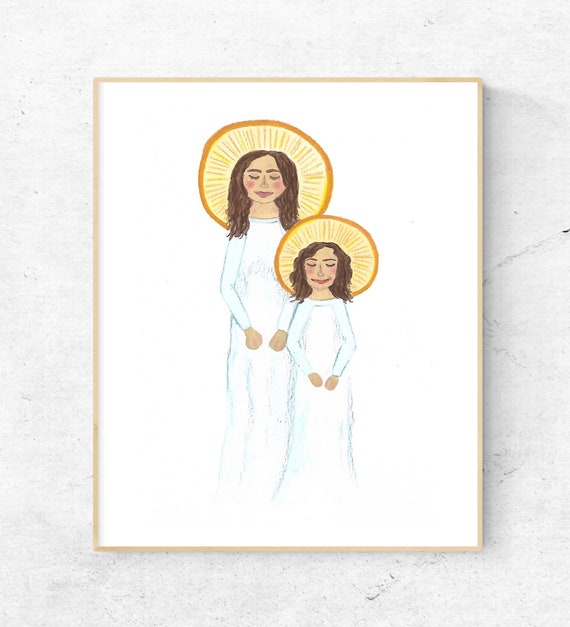 PRINTABLE Mother and Daughter Original Watercolor Art Custom | Etsy