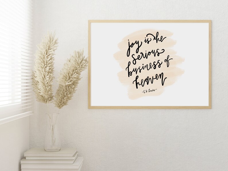 PRINTABLE C.S. Lewis Calligraphy Quote Blush Watercolor Joy is the ...