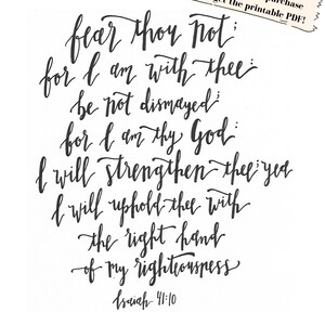PRINTABLE Bible Verse Isaiah 41:10 Fear Thou Not, for I Am With Thee ...