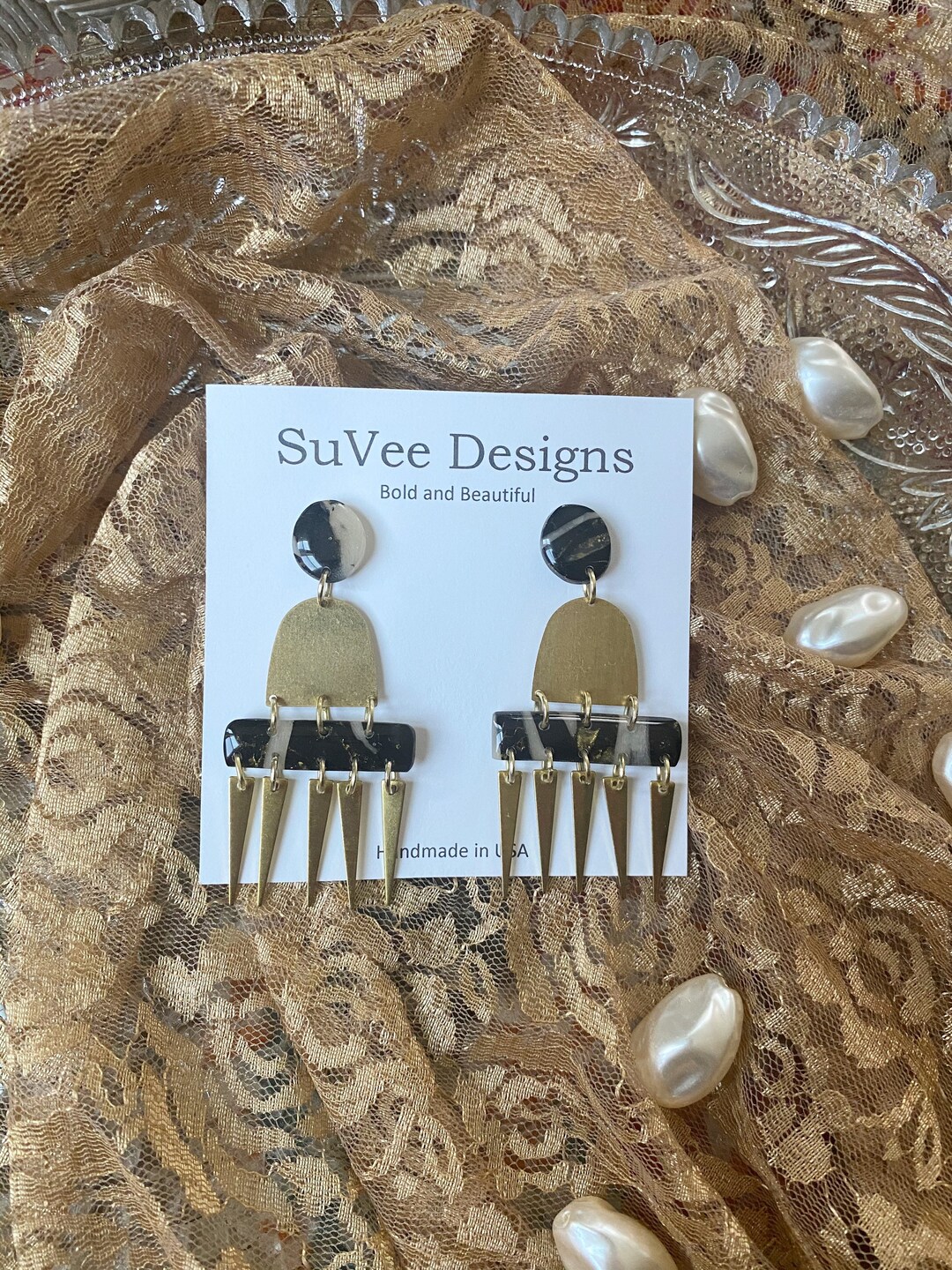 Black and Gold Sassy Pairs Ziva Collection, Festive Jewelry, Women ...