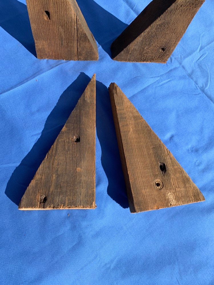 Pair of Antique Art Wood Triangles, Wood Doodads, Wood Bookends ...