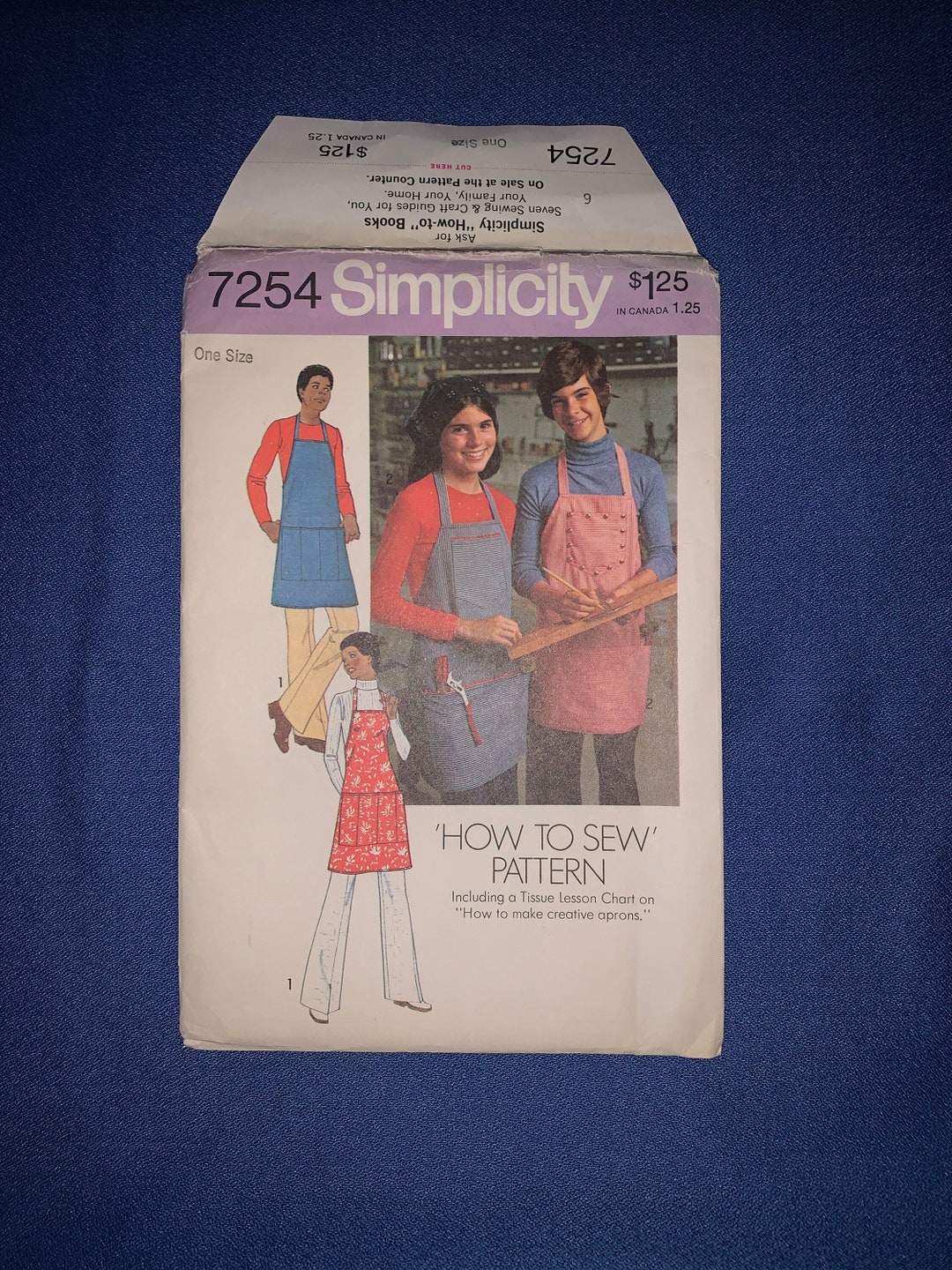 1970s Uncut Unisex Apron Pattern, Factory Folds Simplicity 7254 One ...