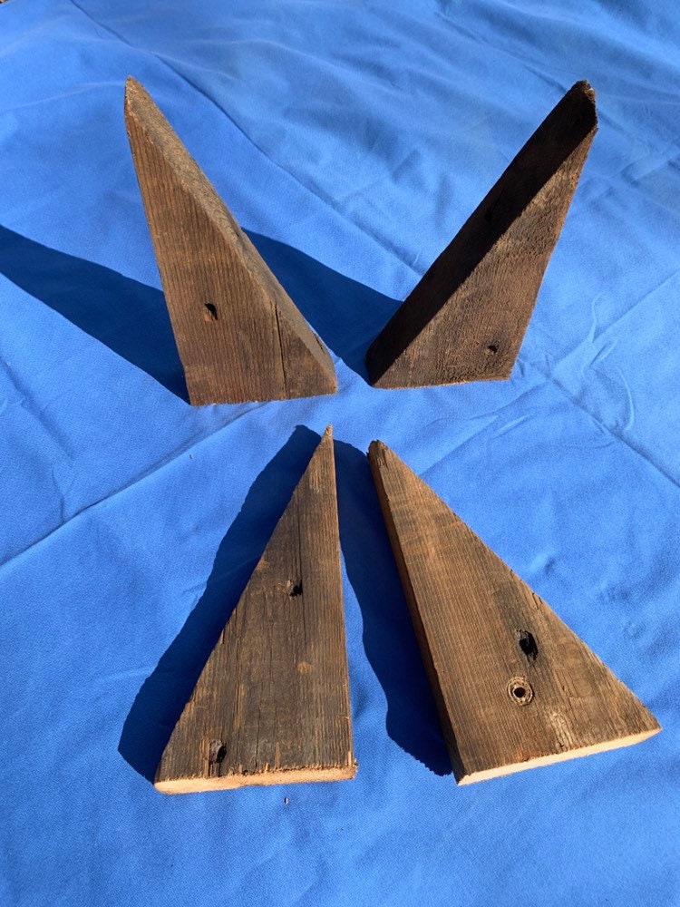 Pair of Antique Art Wood Triangles, Wood Doodads, Wood Bookends ...