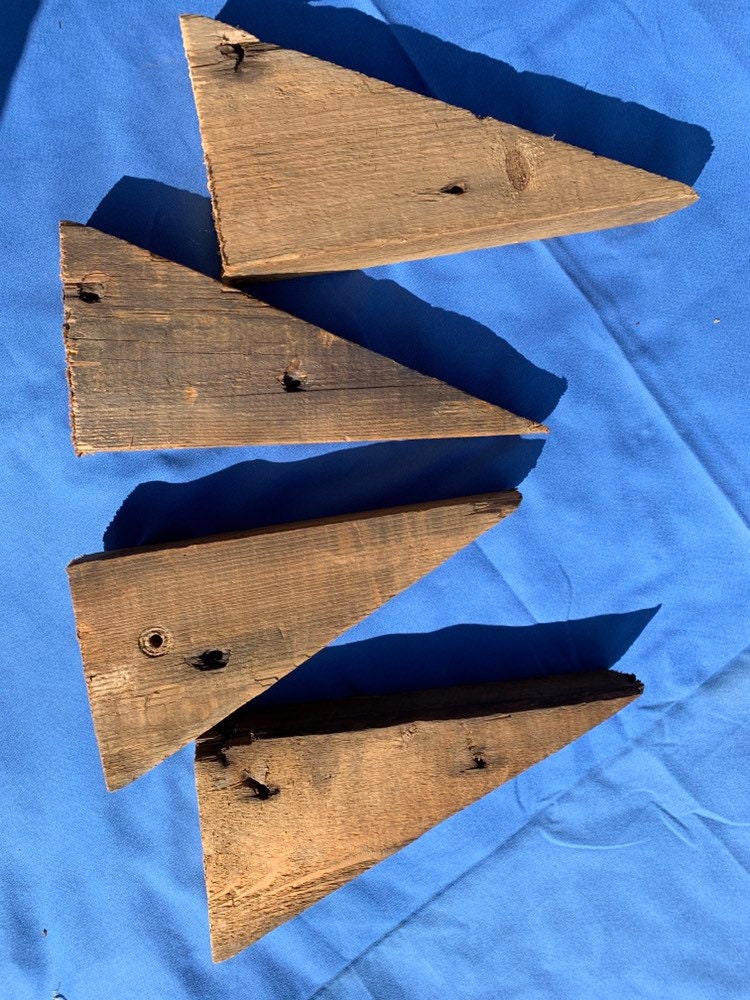 Pair of Antique Art Wood Triangles, Wood Doodads, Wood Bookends ...