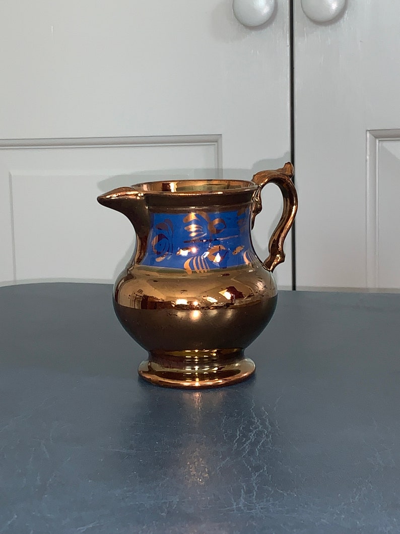 Antique Copper Luster Ware Pitcher, Lusterware Pitcher - Etsy