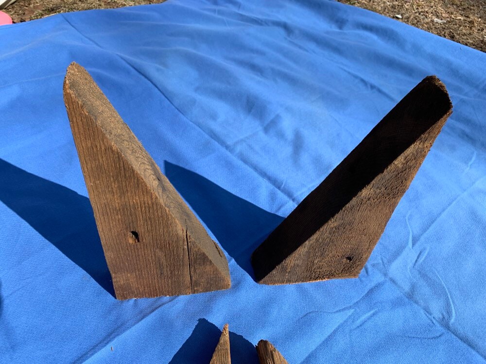 Pair of Antique Art Wood Triangles, Wood Doodads, Wood Bookends ...