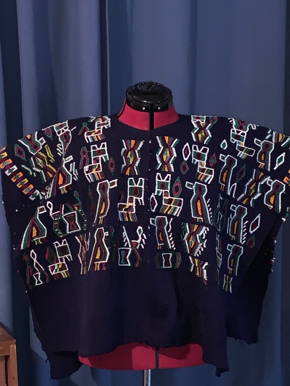 Woven Poncho 80s Open Side Fringe Shawl Brown Southwe… - Gem