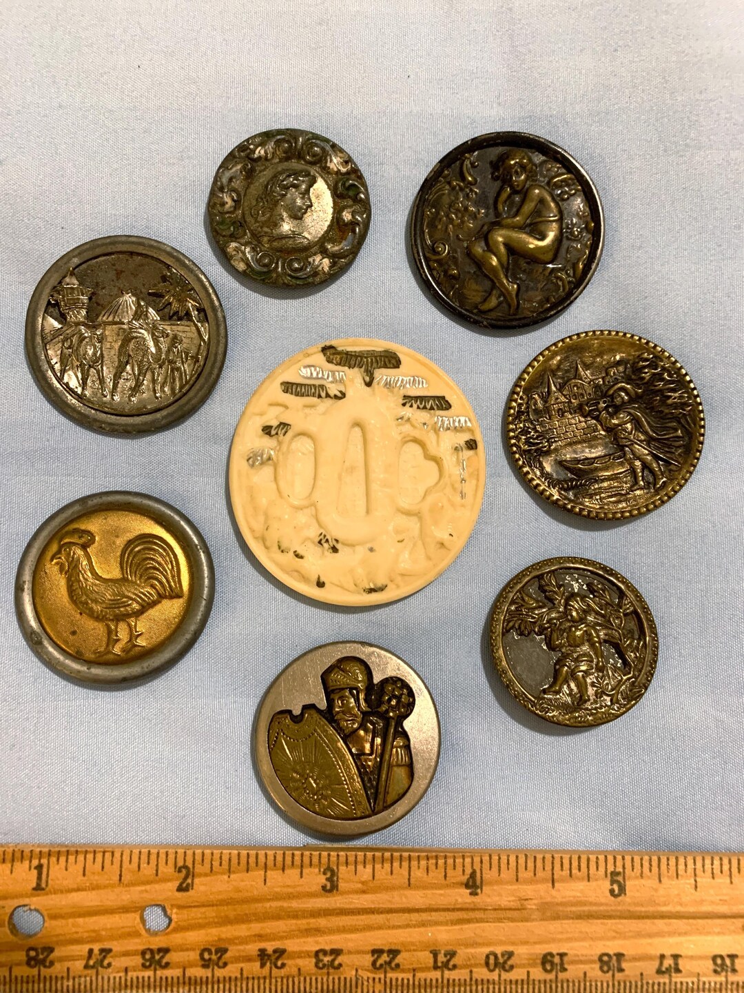 Your Choice Antique Figural Buttons, Extra Large Buttons, Scenic ...