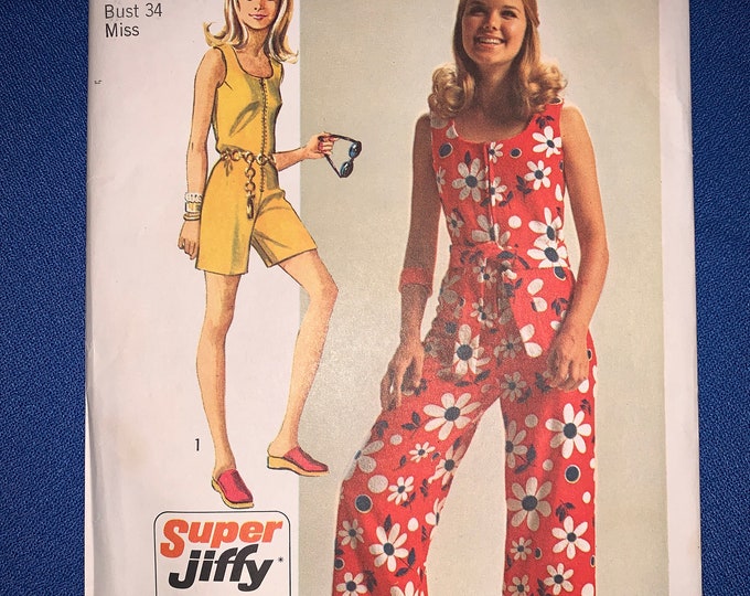 Uncut 1970 Jumpsuit Pattern in Two Lengths, Simplicity 8787 Size 12 ...